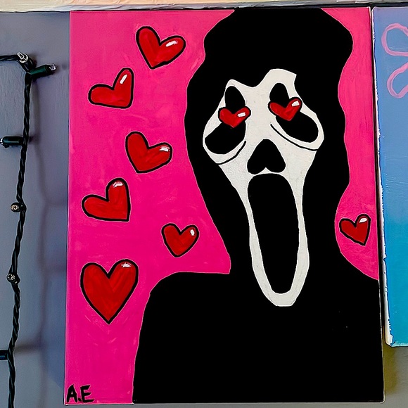 Wall Decor | Red Heart Eye Ghostface Painting | Poshmark